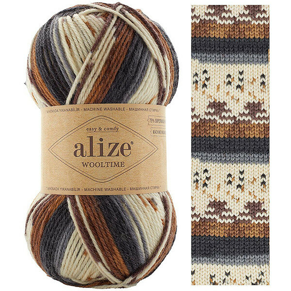 Пряжа Alize WOOLTIME 11024 принт (5 мотков)