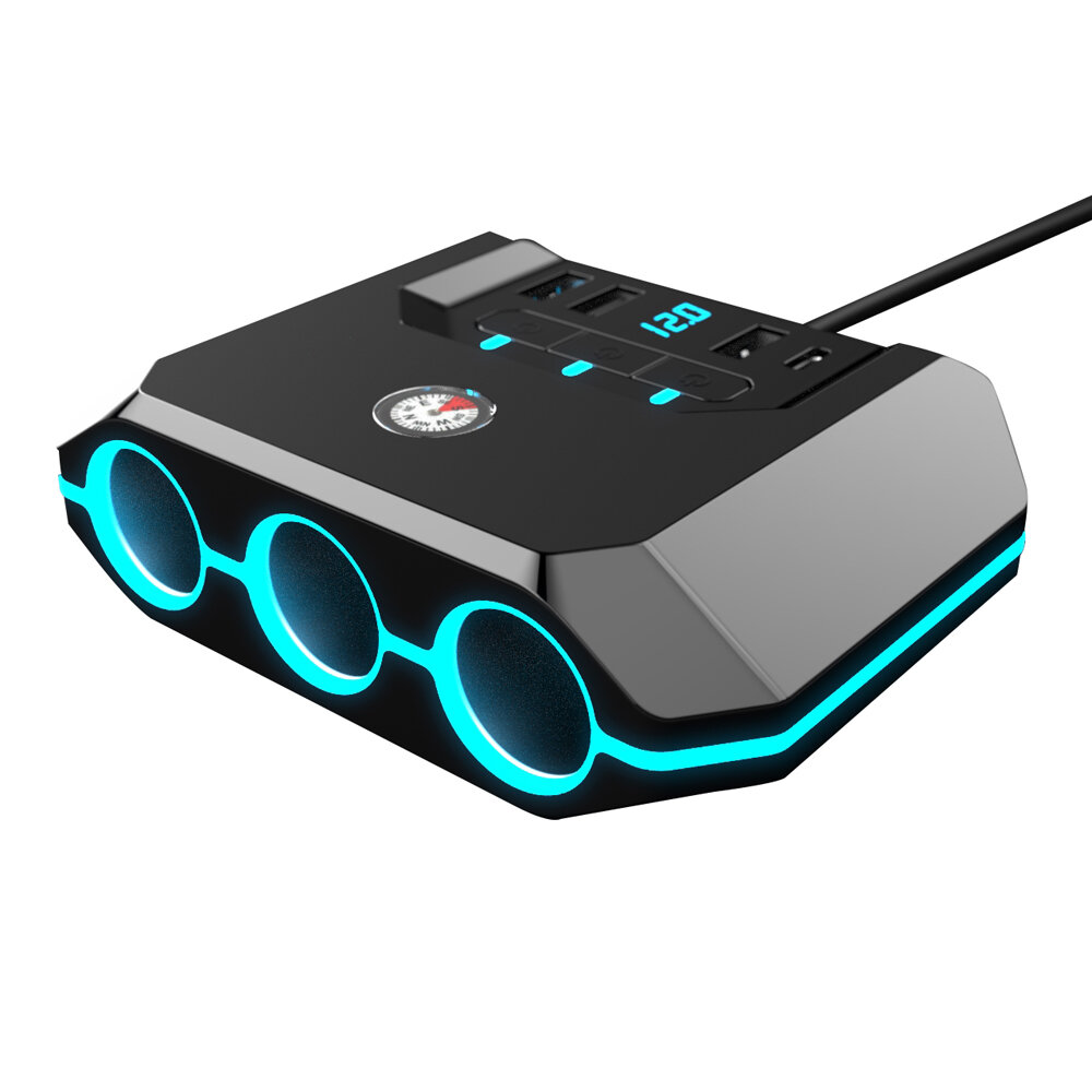 Автомобильное Зарядное Устройство: 120 Вт, 3 Розетки И 4 USB-Порта Для Быстрой Зарядки - Многофункциональный Разветвитель Питания С Контролем Напряжения Для Семьи В Дорожных Поездках