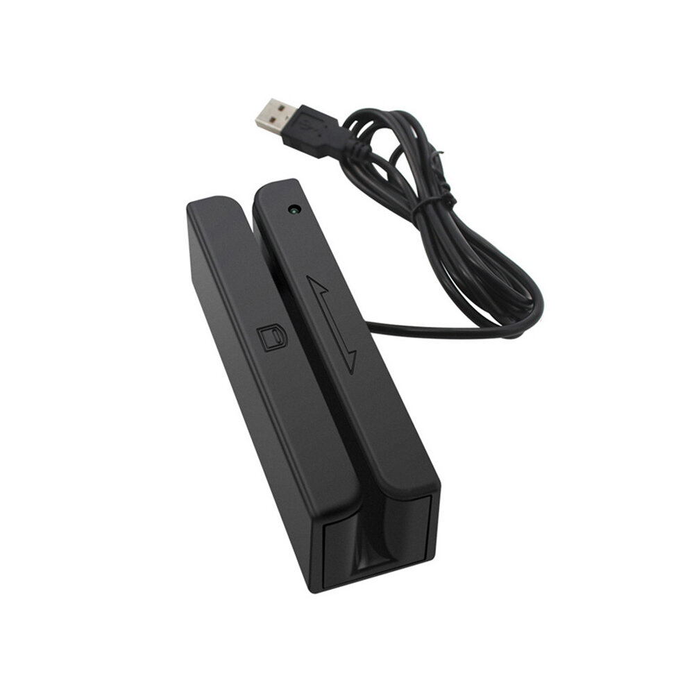 3 Tracks Magnetic Stripe Card Reader USB Mini Smart Card Reader для Bank/Inquiry/POS Systems, Black, ABS, Contact card reader, Magnetic-stripe cards, Reading Card Time 0.2s, ISO7810-7813, Card Reading Speed 15-120CM/SEC, Magnetic Head Service Life