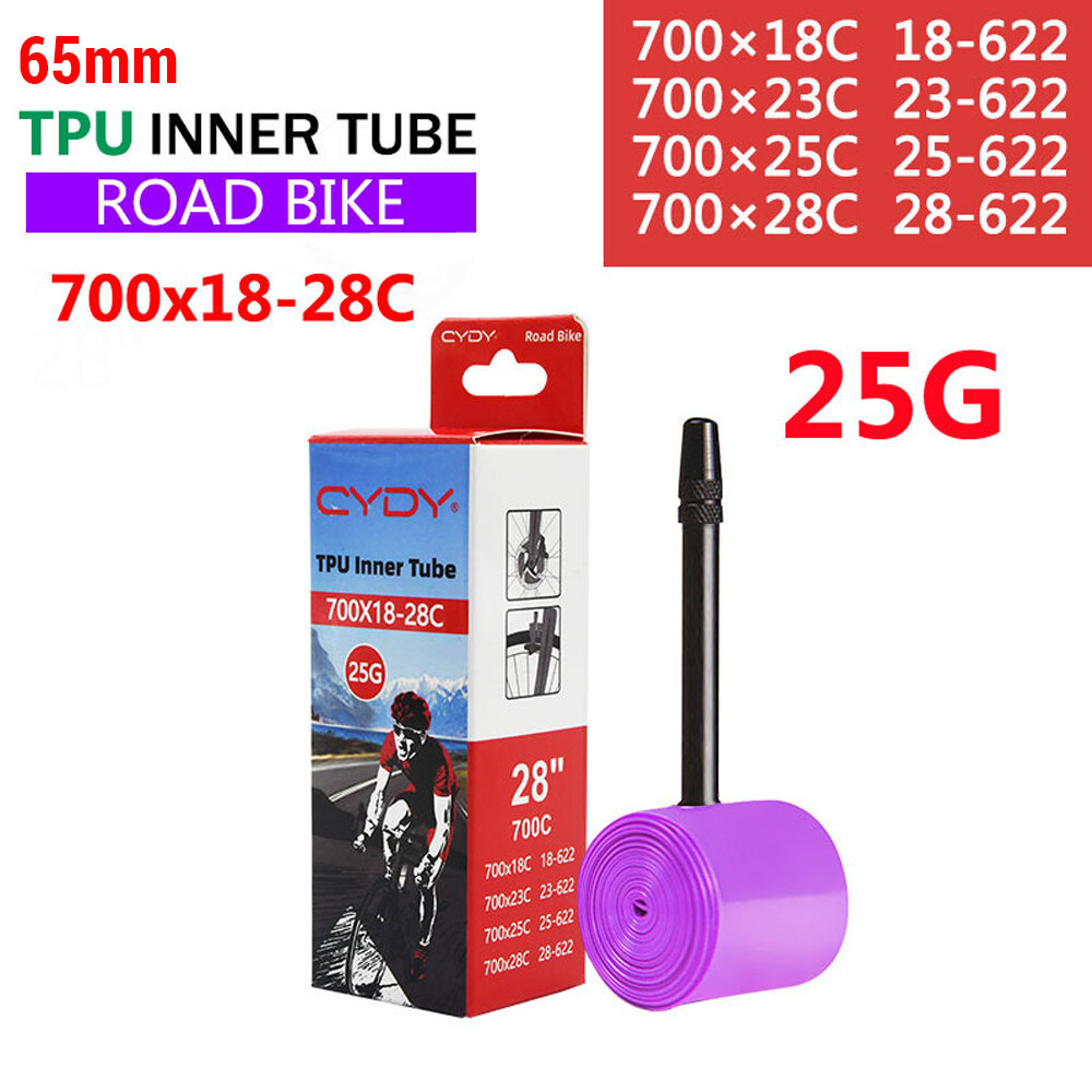 Сверхлегкая велосипедная камера 700C, 25 г, из ТПУ, для шоссейных велосипедов, 700x18-28C.