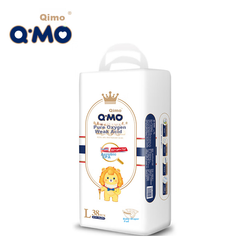 Подгузники Q-MO Royal Pure Oxygen Mild Acid размер L 38 штук 9-14 кг тонкие гипоаллергенные Характеристики：Размер L, 38