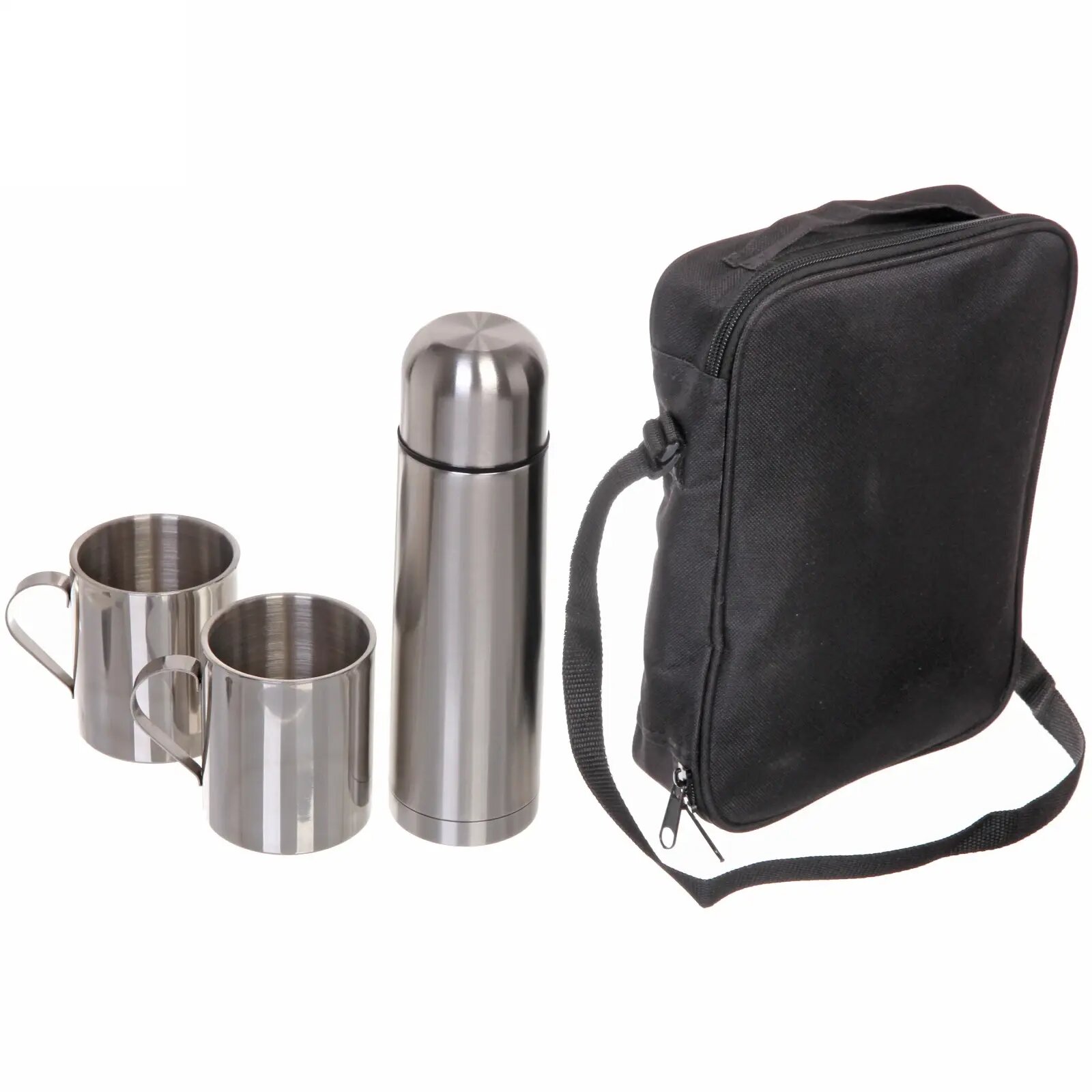 Набор походный 3 предмета: термос 500 мл, 2 кружки 300 мл в сумке, нержавеющая сталь
