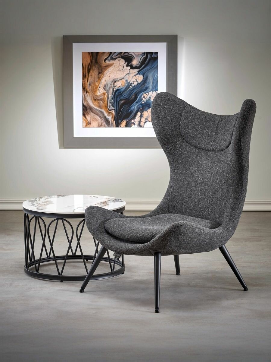 Кресло HALMAR ATLANTIS антрацитовая ткань, ножки чёрные