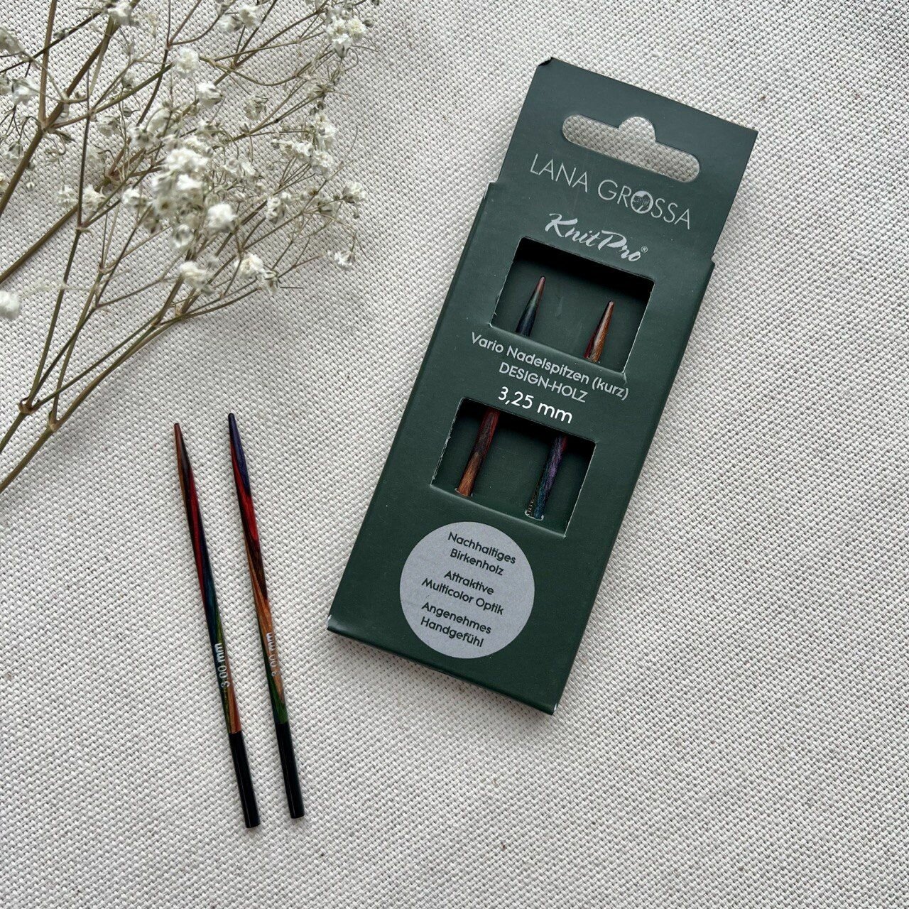 Lana Grossa Съёмные спицы 8,5 см Радуга (укороченные) Дерево (4.50 мм)