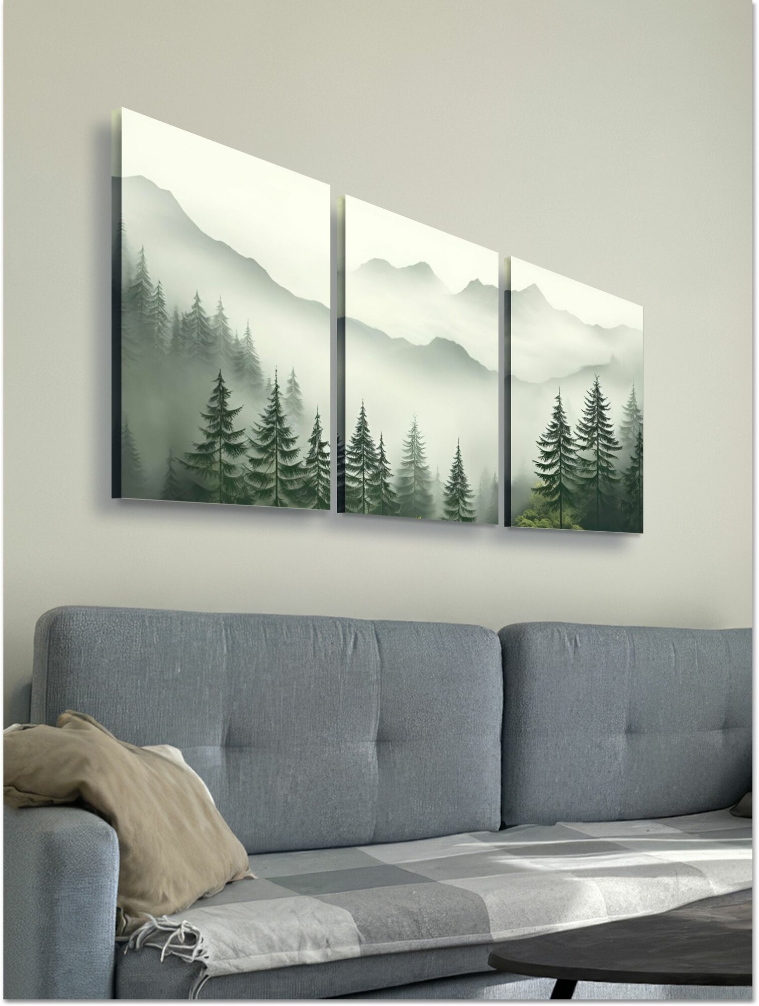 Картина Туман над тайгой модульная 50x70см 3шт.