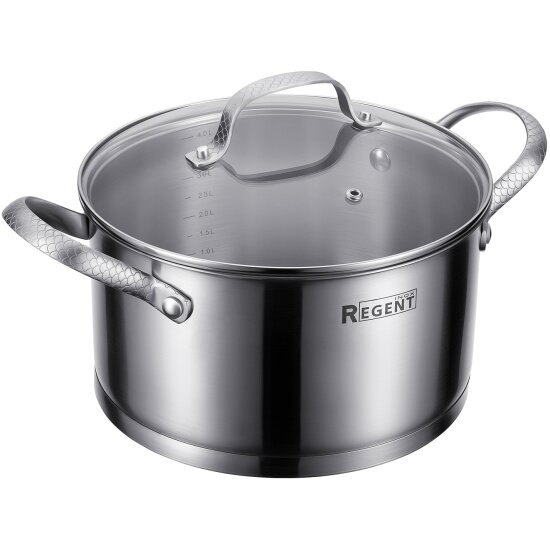 Кастрюля Regent Inox Linea SIRENA с крышкой, 4,5 л, 22х12 см, нерж. сталь (65-0422)