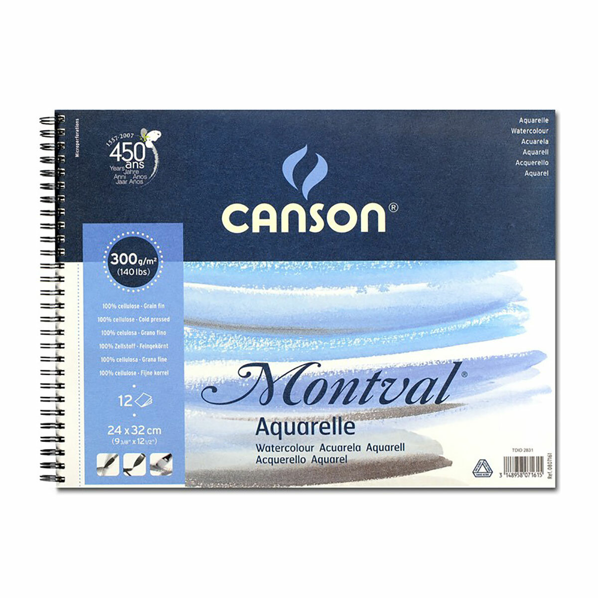 Canson альбом для акварели 300 г/м2 24 х 32 см на спирали 12 листов мелкозернистая