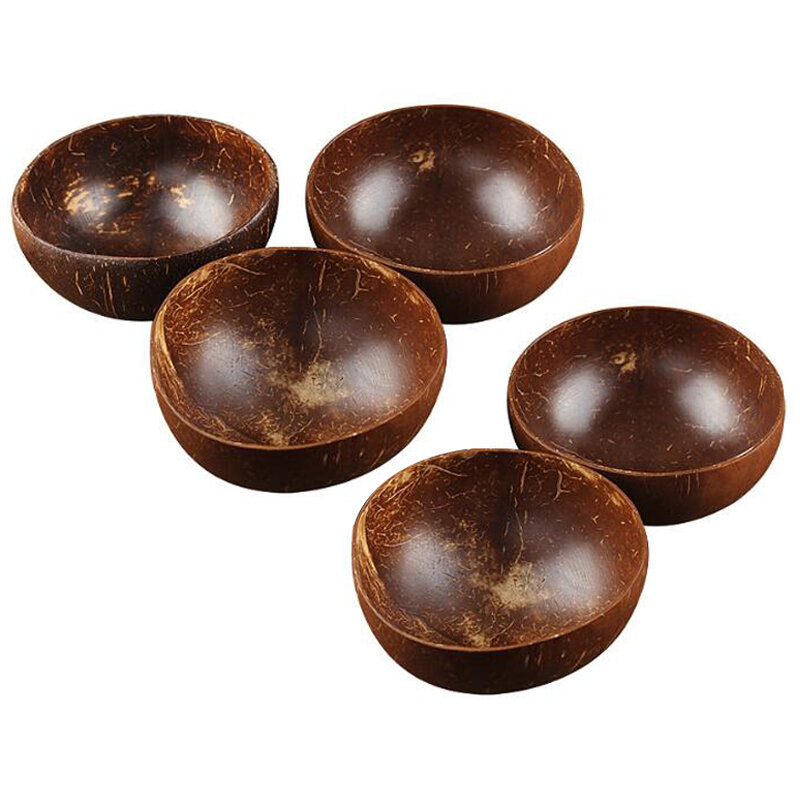 Частей кокосовой миски суп салат лапша рисовая миска деревянная фруктовая миска украшения ручной работы