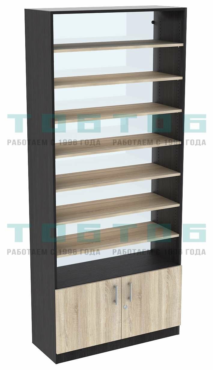 Стеллаж из ДСП с 7-ю полками 400x900 мм серии LEVEL-7 №14-1 (З/C - стекло), Черный