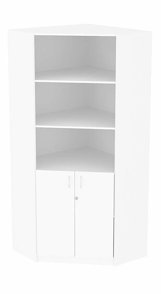 Стеллаж угловой из ДСП серии Эконом №5-4 (торец 400 мм) с дверками 810 мм, Белый