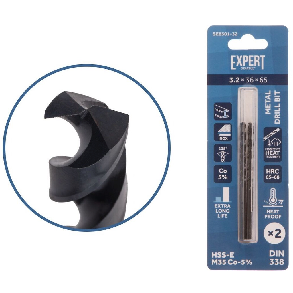 Сверло по металлу спиральное 3.2х36х65 мм STARTUL Black EXPERT (SE8301-32)