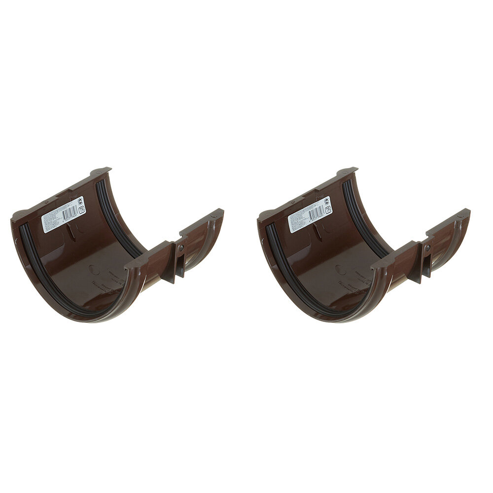 Соединение желоба пластиковое d125 мм коричневое RAL 8017 (2 шт.)