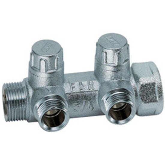 Коллектор Far запорно-балансировочный 1" на 2 отвода 3/4"EU c вставкой под уплотнение