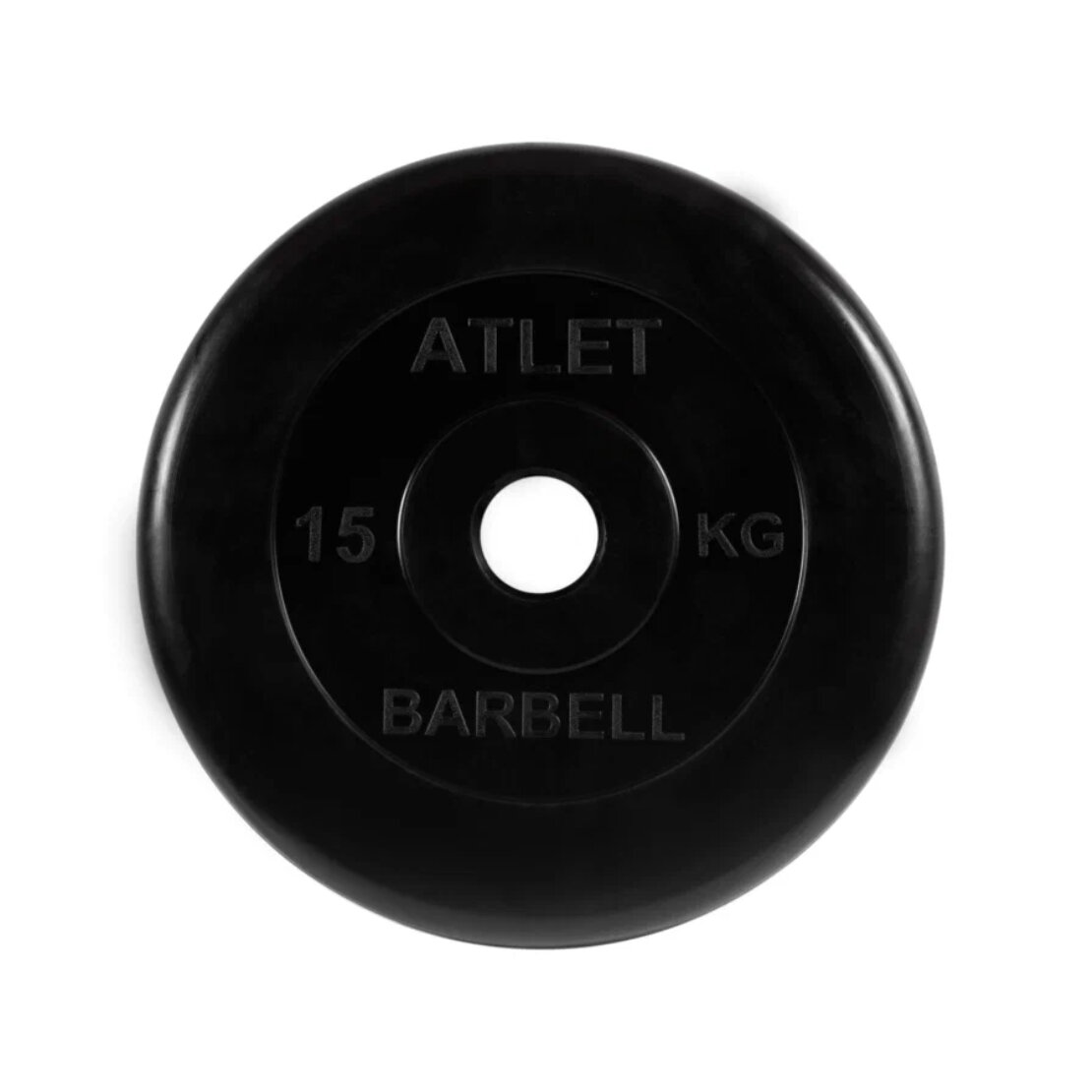Диск обрезиненный Barbell MB-AtletB51-15 для штанги, 51 мм, 15 кг, чёрный