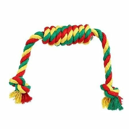 Игрушка для собак Doglike Сарделька канатная средняя, красный-жёлтый-зеленый