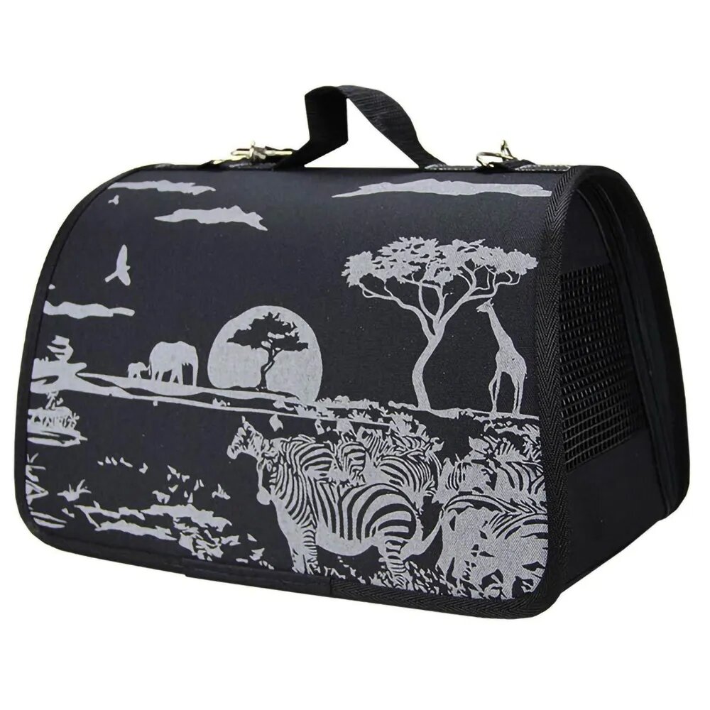Сумка-переноска Dogman Лира №1 для кошек и собак, черная сафари 35*22*23см
