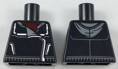 Torso Jacket with Dark Bluish Gray Collar Flap and Hood Pattern, 973pb2768 Black U