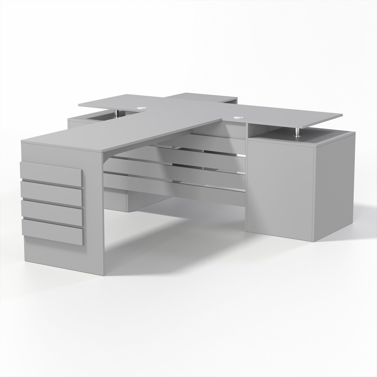 Стол руководителя №14 с приставкой брифингом, Серый. Производитель товара - компания Westcom.