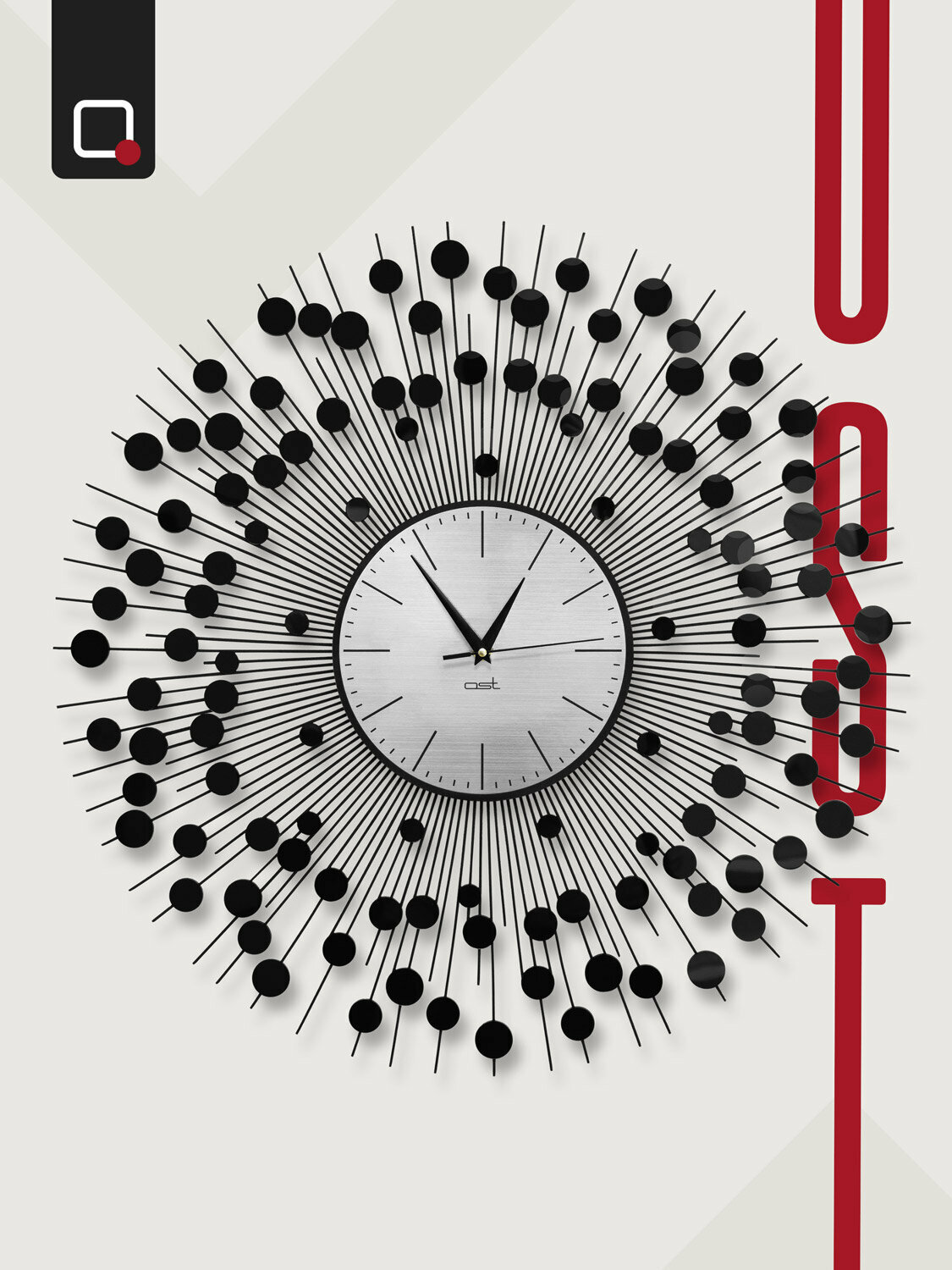 Часы настенные большие OST "Ice Mirror" металлические бесшумные зеркальные, 60 см