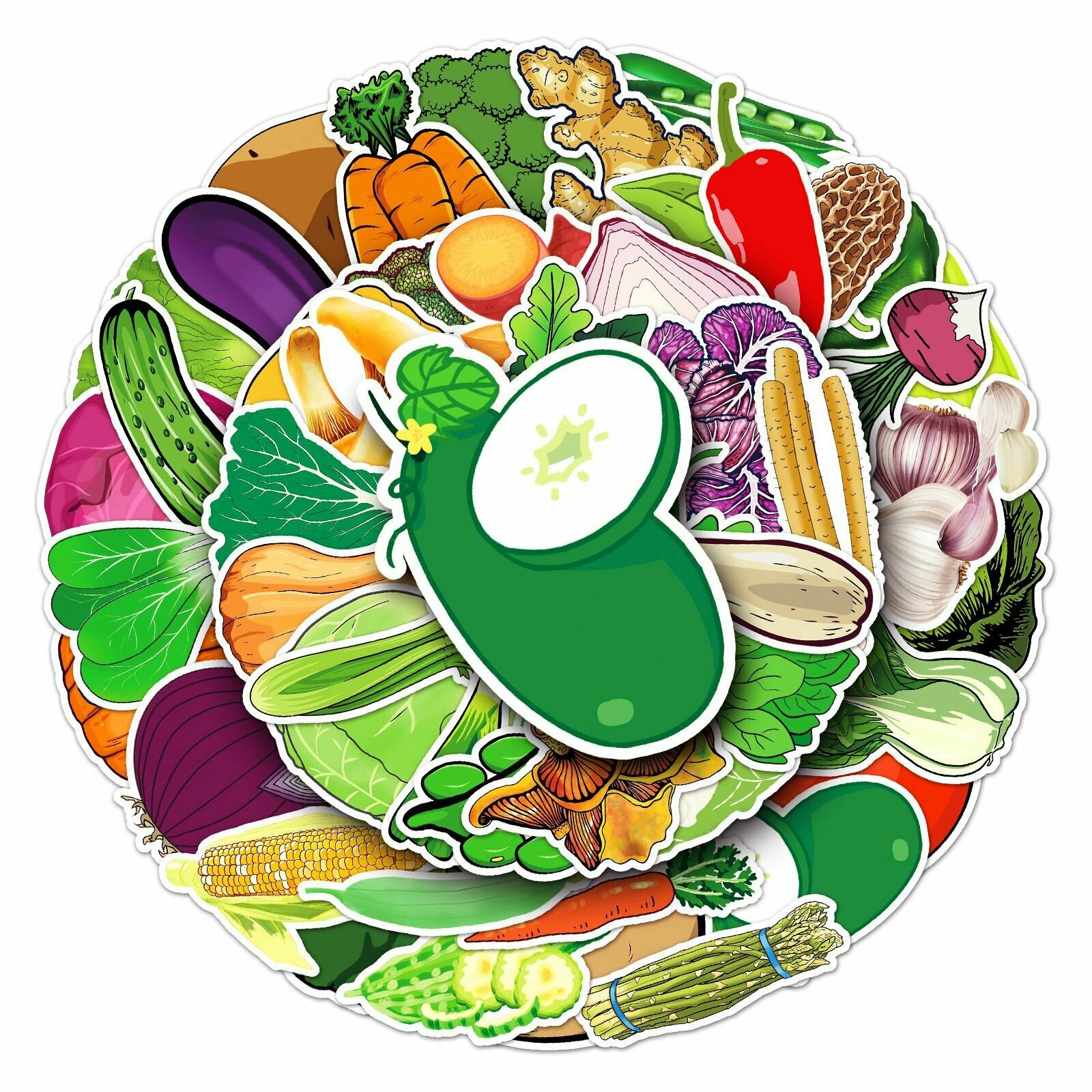 50 шт./упаковка наклеек с овощами в стиле аниме, водонепроницаемые виниловые наклейки для ноутбука, багажа, скейтборда, подростков.