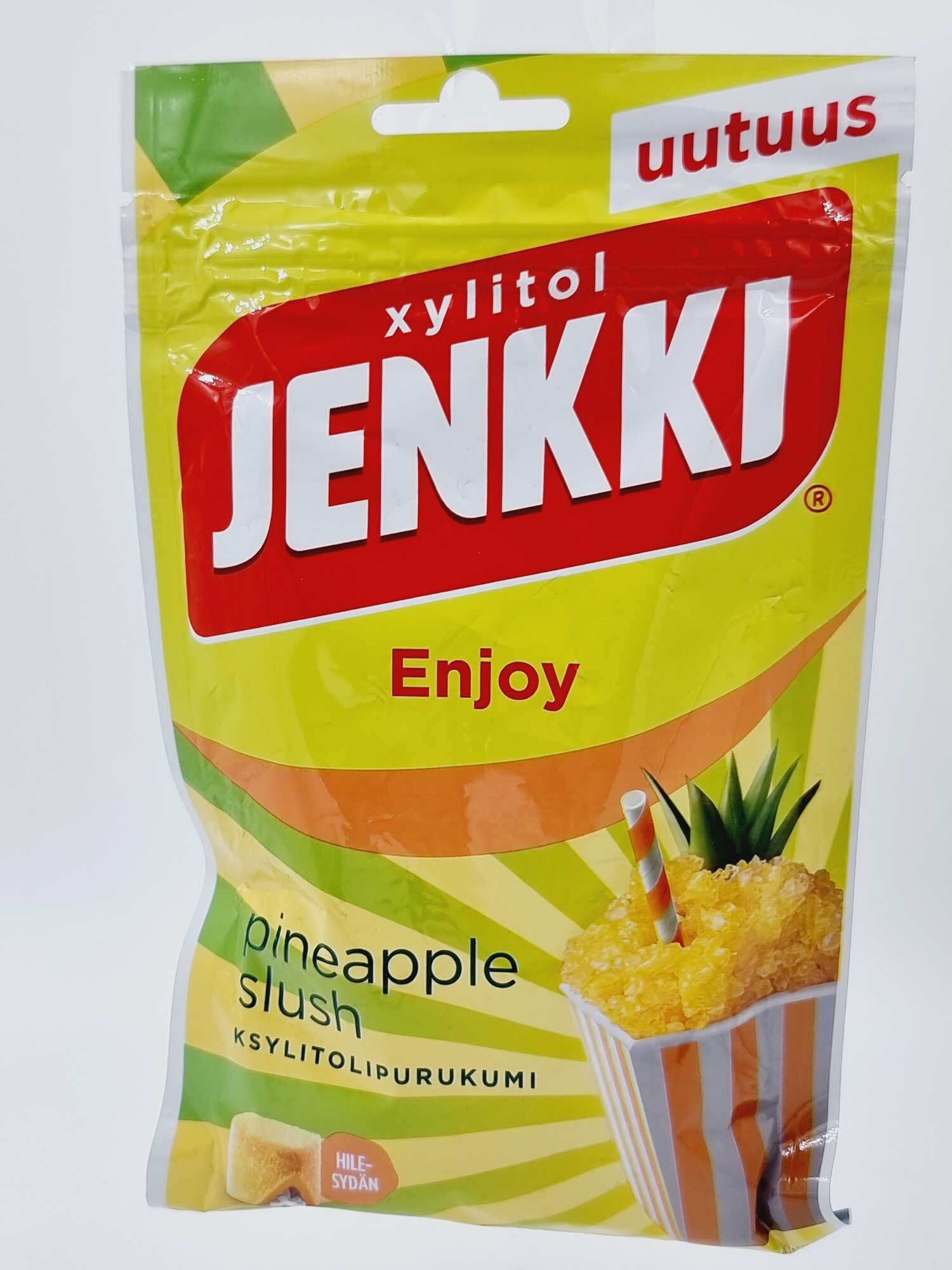 Жевательная резинка Jenkki Enjoy Pineapple slush "Ананасовая мякоть" 70 г (из Финляндии)
