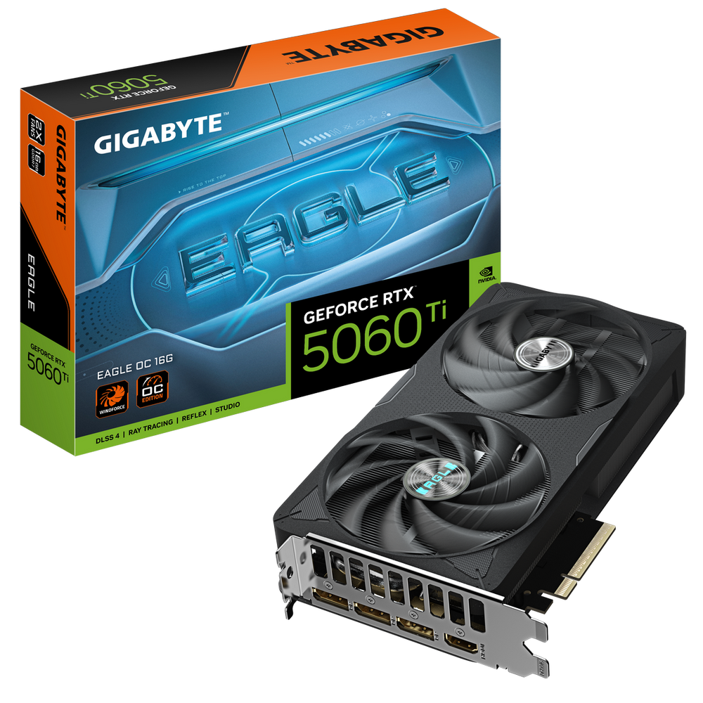 Видеокарта Gigabyte RTX5060Ti EAGLE OC 16GB GDDR7 128 bit 3xDP HDMI 2FAN RTL
