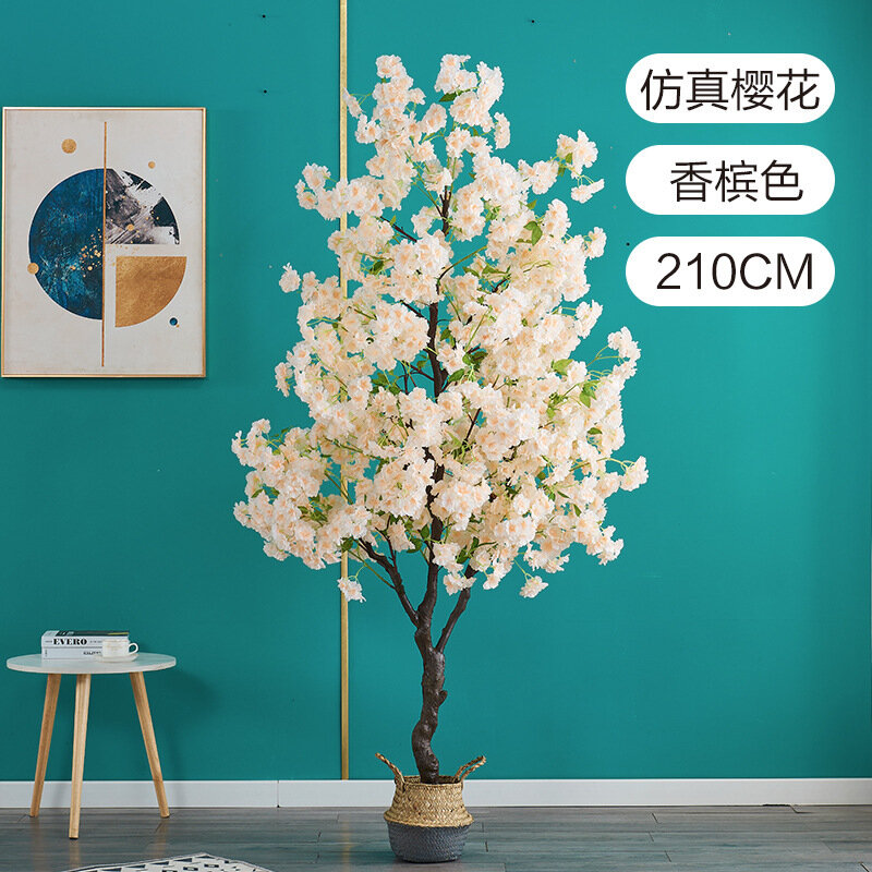 Искусственное дерево "Вишневое дерево", цвет шампанское, 200см, с черной раковиной