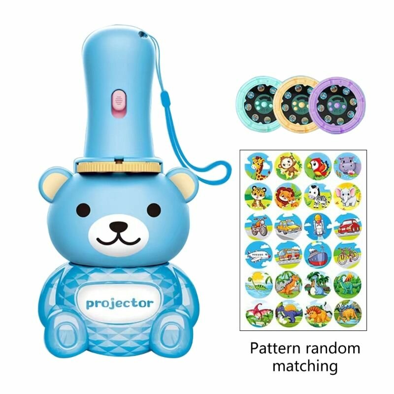 Детский мультяшный проекционный фонарик-Синий Медведь