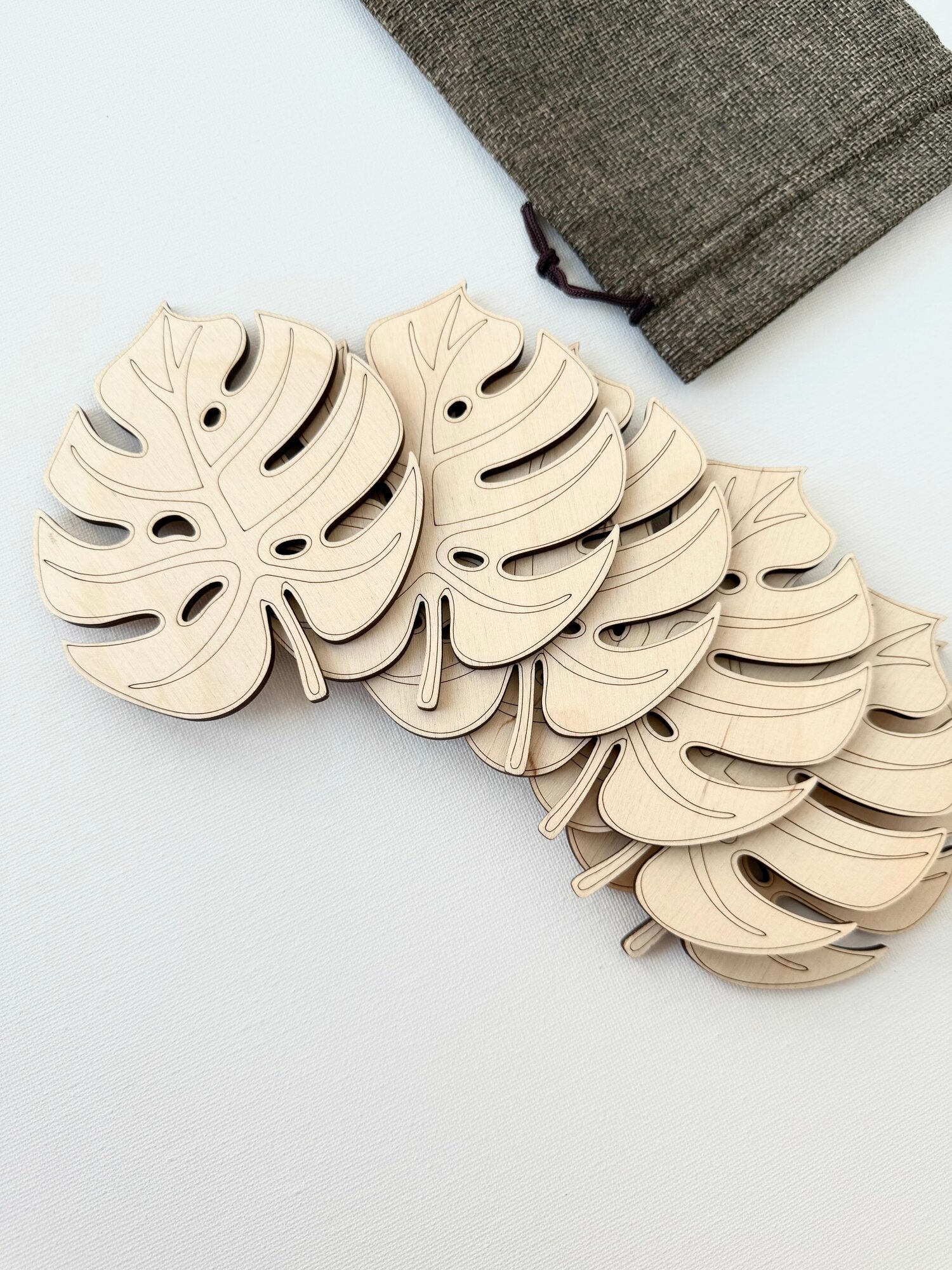 Монстера декор как на Pinterest, фанера 4 мм, 6 шт набор