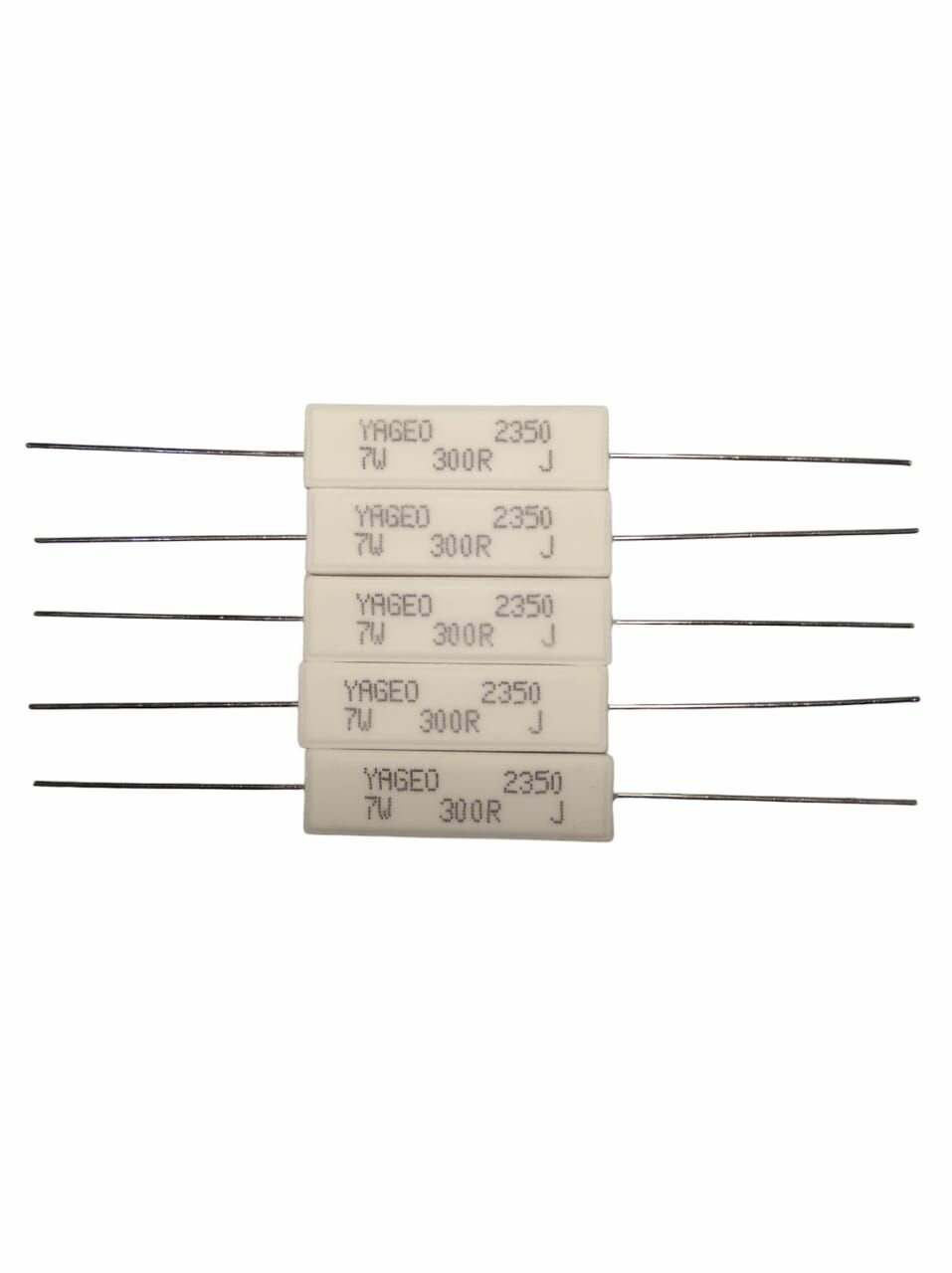 Резистор проволочный мощный (цементный) SQP 7 Вт 300 Ом, 7W300RJ - 5 штук