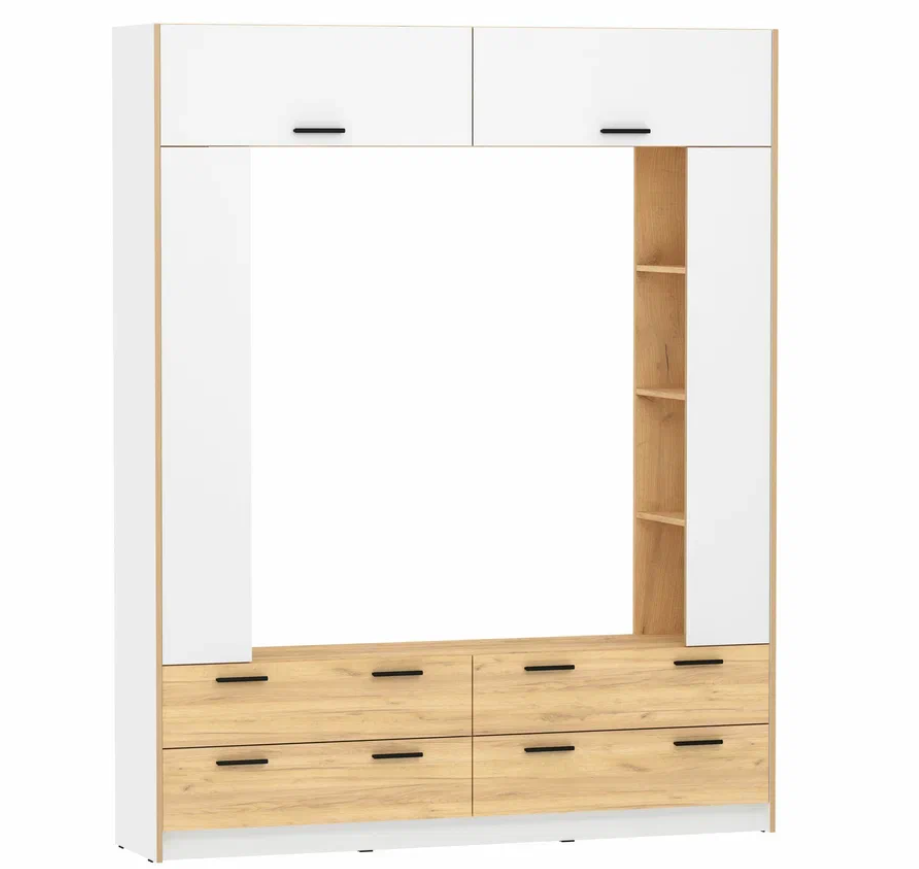 Шкаф комбинированный Сильва Оттавия НМ 014.65 Белый Фасадный/Дуб Крафт Золотой