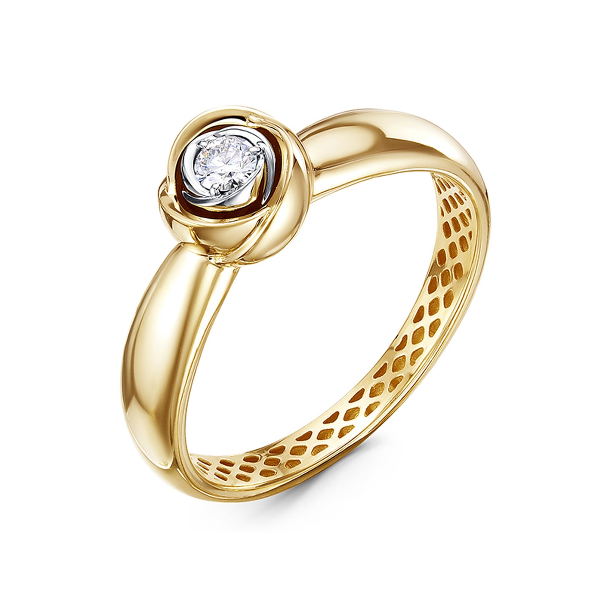 Кольцо, желтое золото, 585 проба, бриллиант