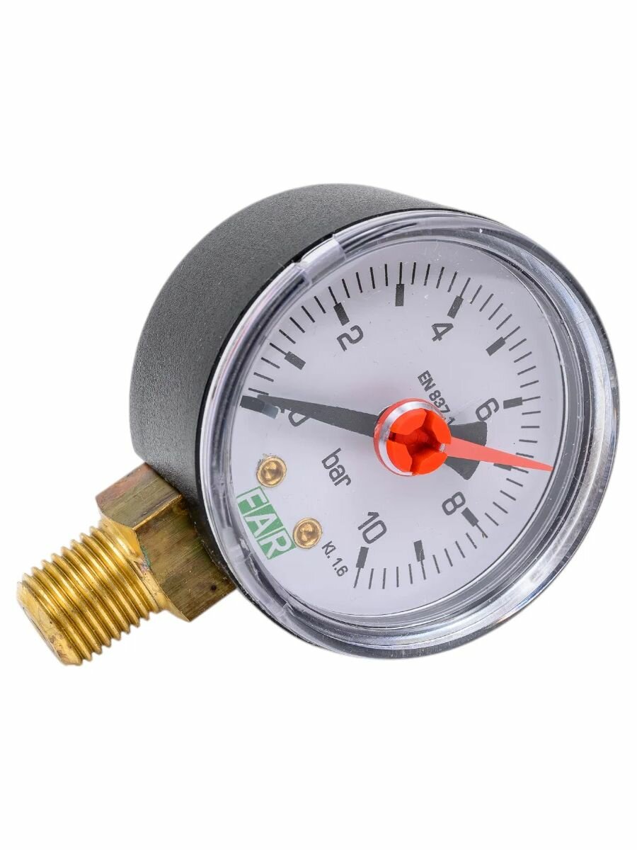 Манометр Far, 0-10 бар, 1/4", D50мм, бок. подкл. (радиал.), FA 2501 R10