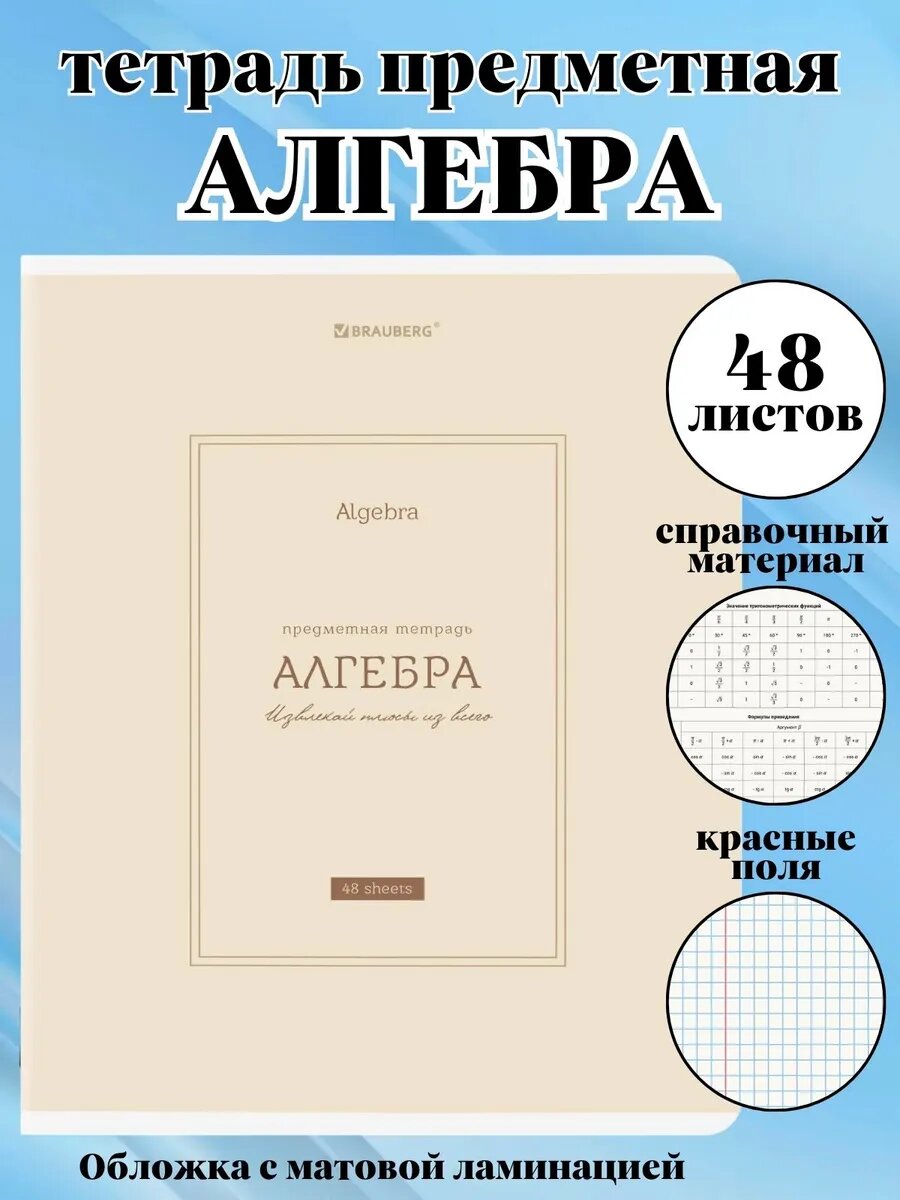 Тетрадь предметная в клетку 48 листов Алгебра