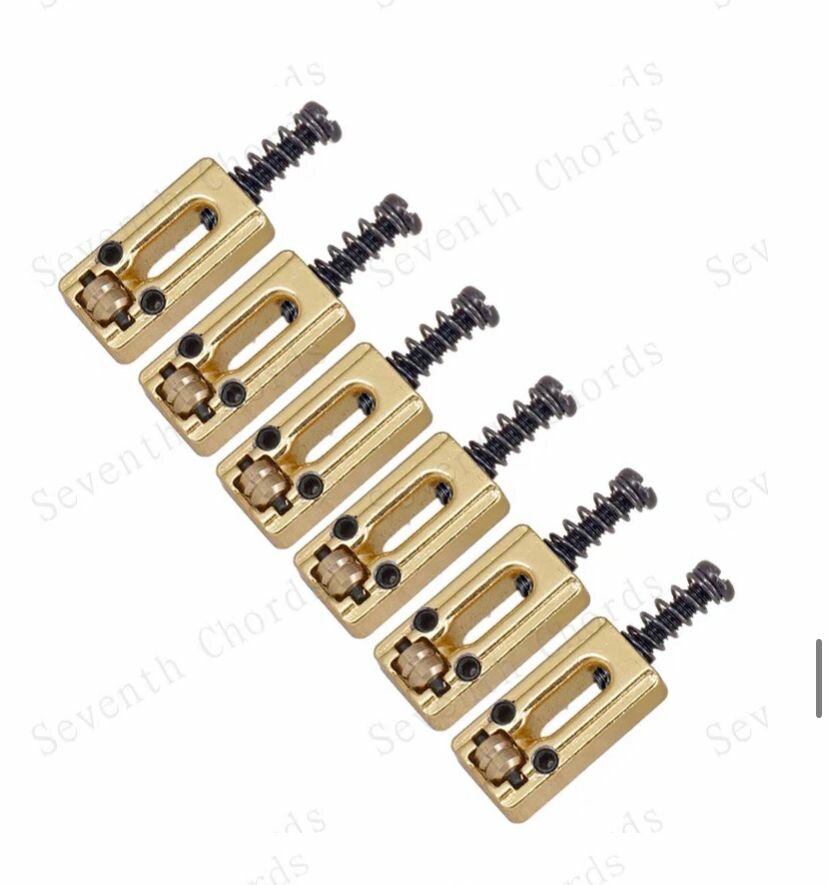 Набор литых роликовых бриджевых сёдел для электрогитар Fender Stratocaster Telecaster (6шт) золото