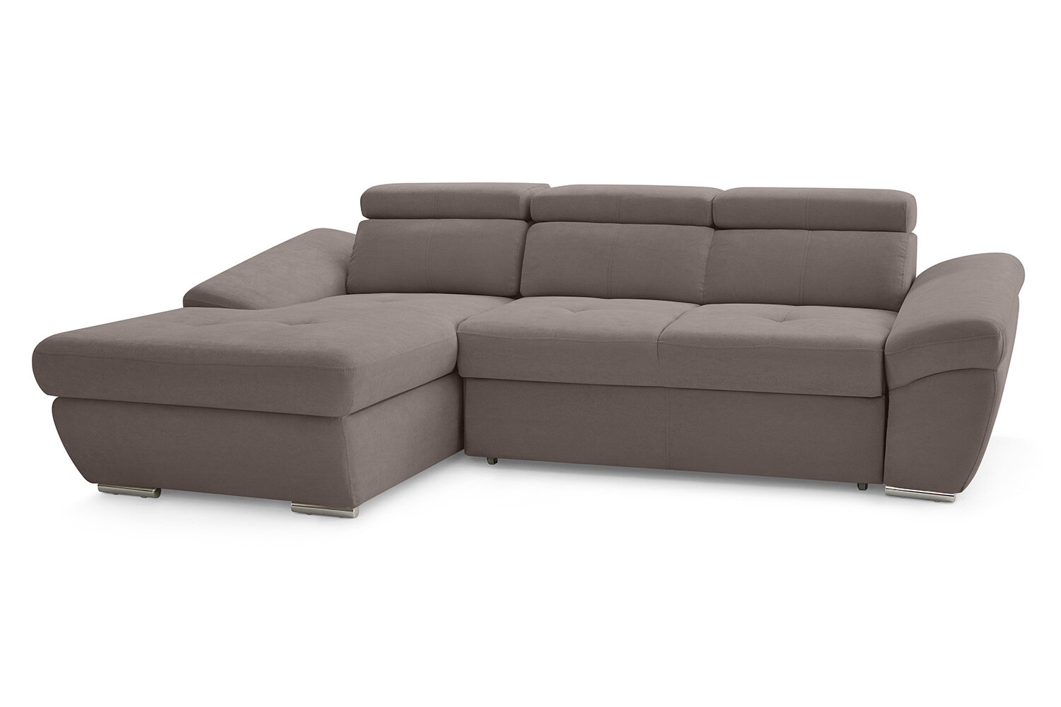 Угловой диван-кровать SOLANA Стоун 262х103х185 см, левый угол, обивка велюр, серо-коричневый, белый