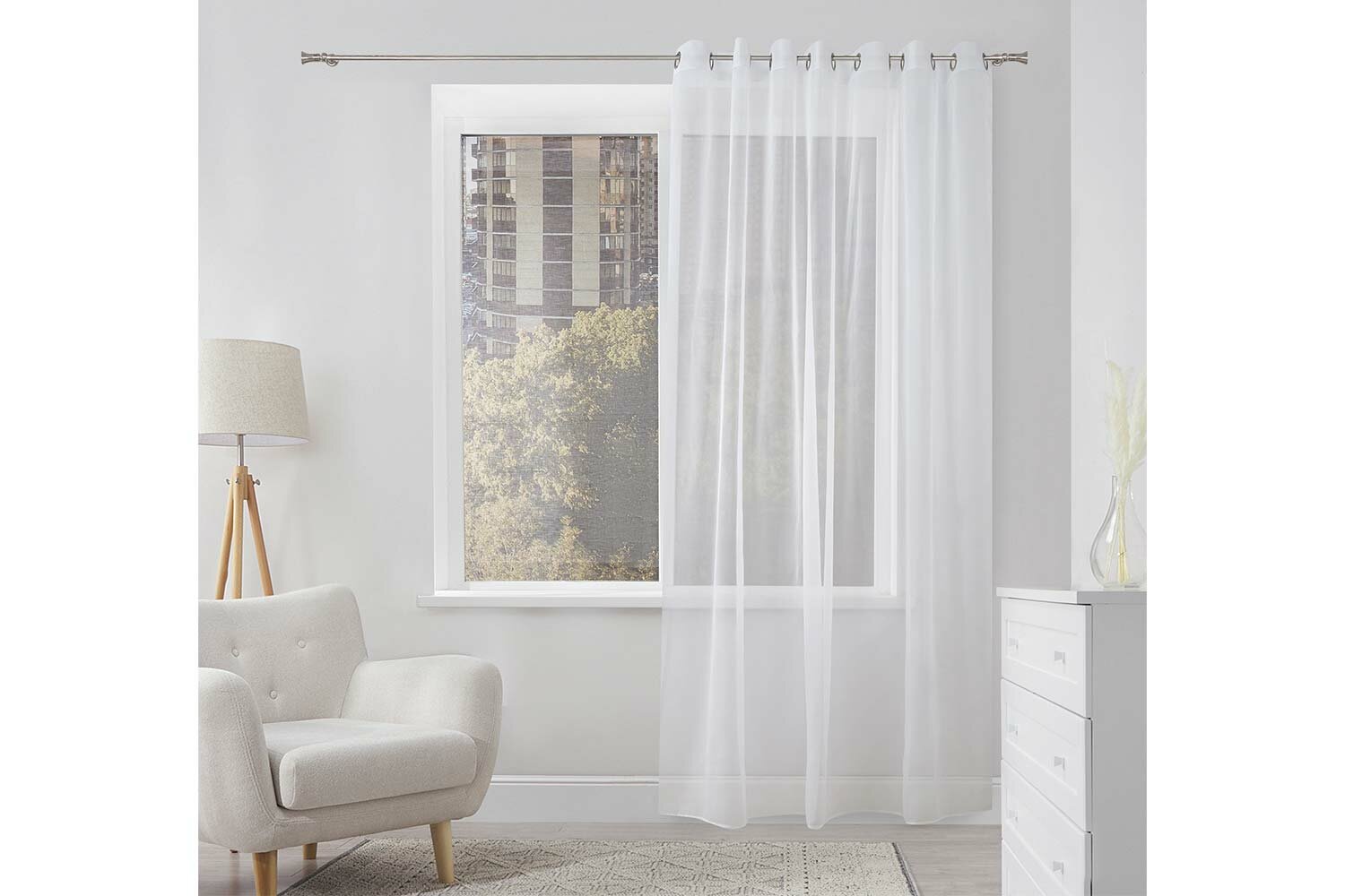 Тюль MICASA Lamy, 250х260 см, вуаль, крепление на люверсах, цвет белый