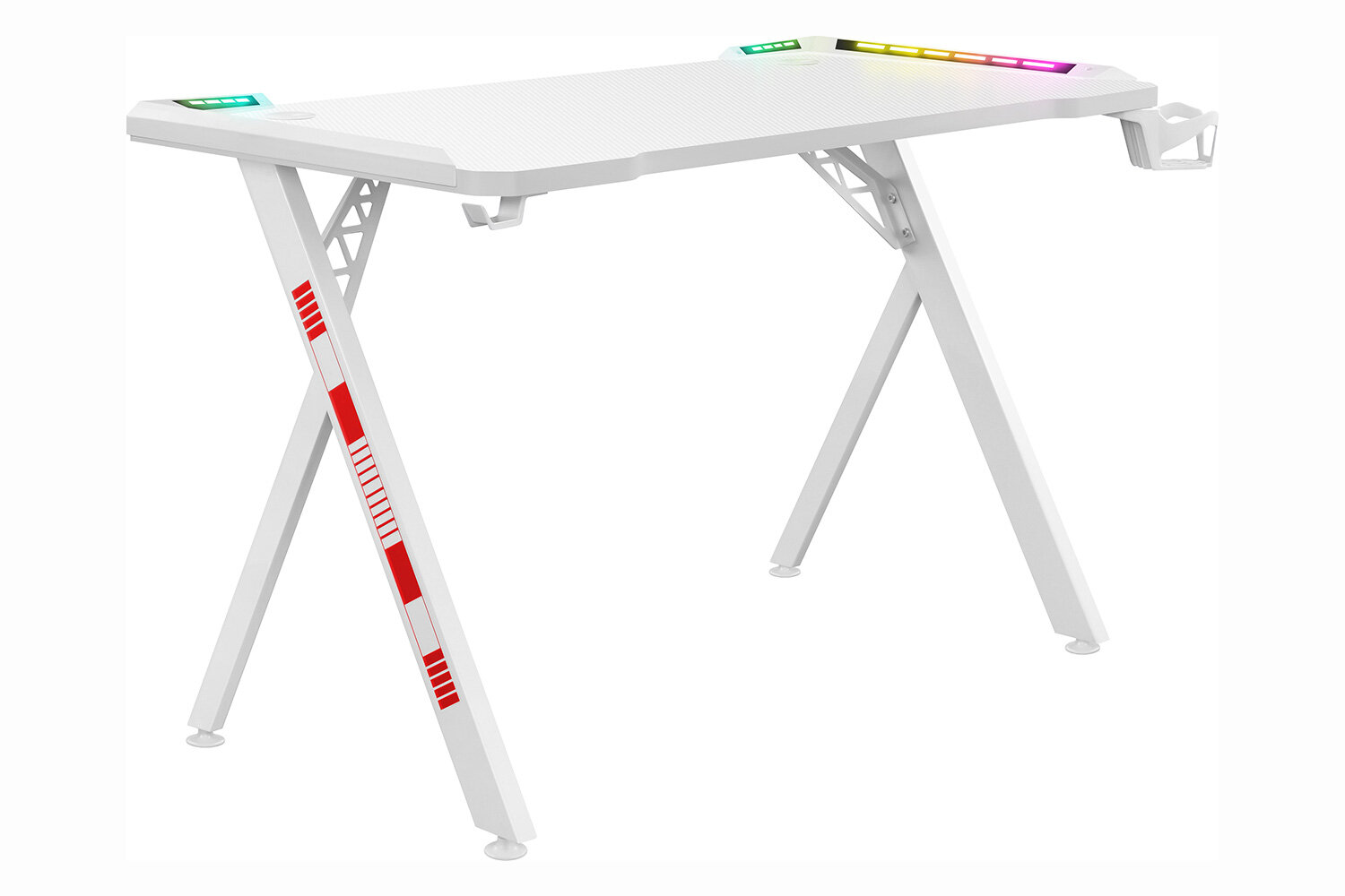 Игровой компьютерный стол с RGB подсветкой DEFENDER Foton 110х75х60 см, белый, красный