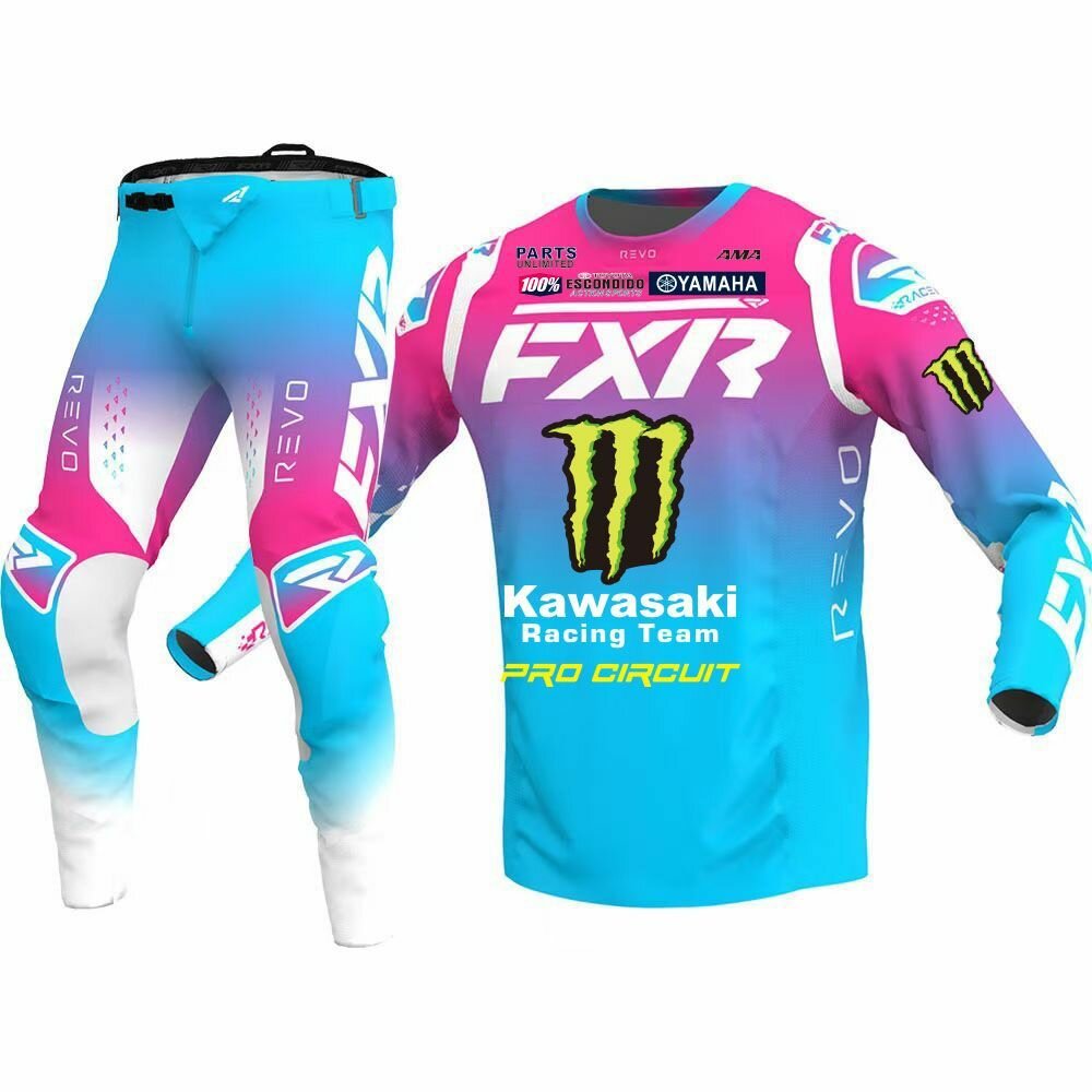 Новый 2023 гоночный костюм FX Kawasak мотокросс Джерси и штаны MX ATV Dirt Bike Gear Set мотоциклетная одежда mtb enduro