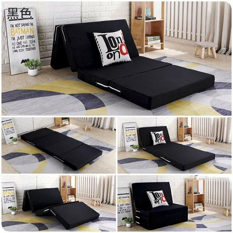 Складной матрас Memory Foam, беспружинный, односторонний, 80,1x200х10 см, черный