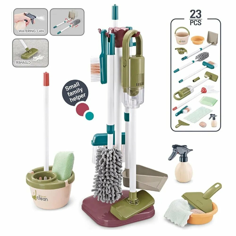 Набор для уборки детский с пылесосом, с пылесосом и аксессуарами, для девочек и мальчиков