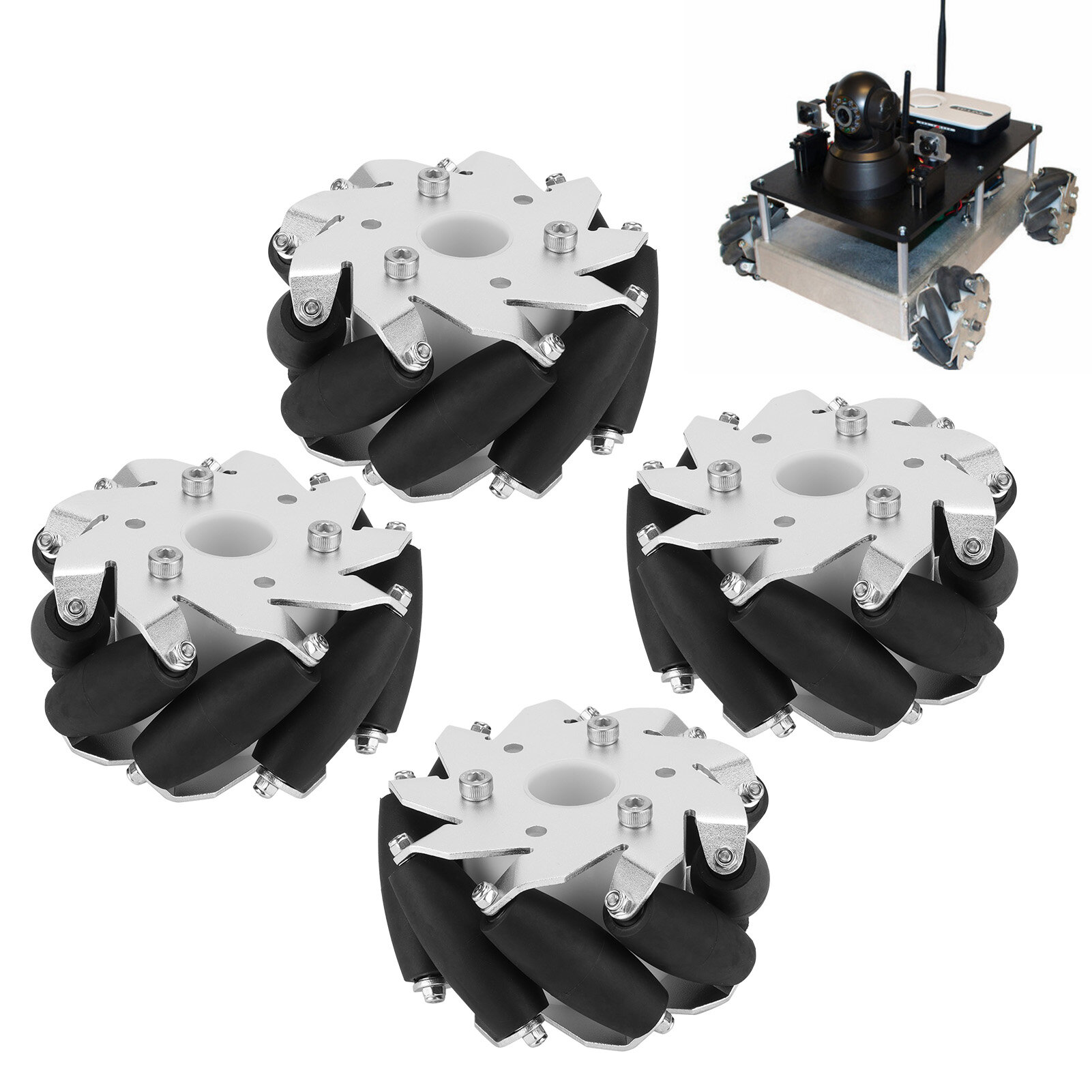 4 шт, 100 мм, комплект прочных стальных колес Mecanum, левые и правые колеса для автомобиля-робота 14162