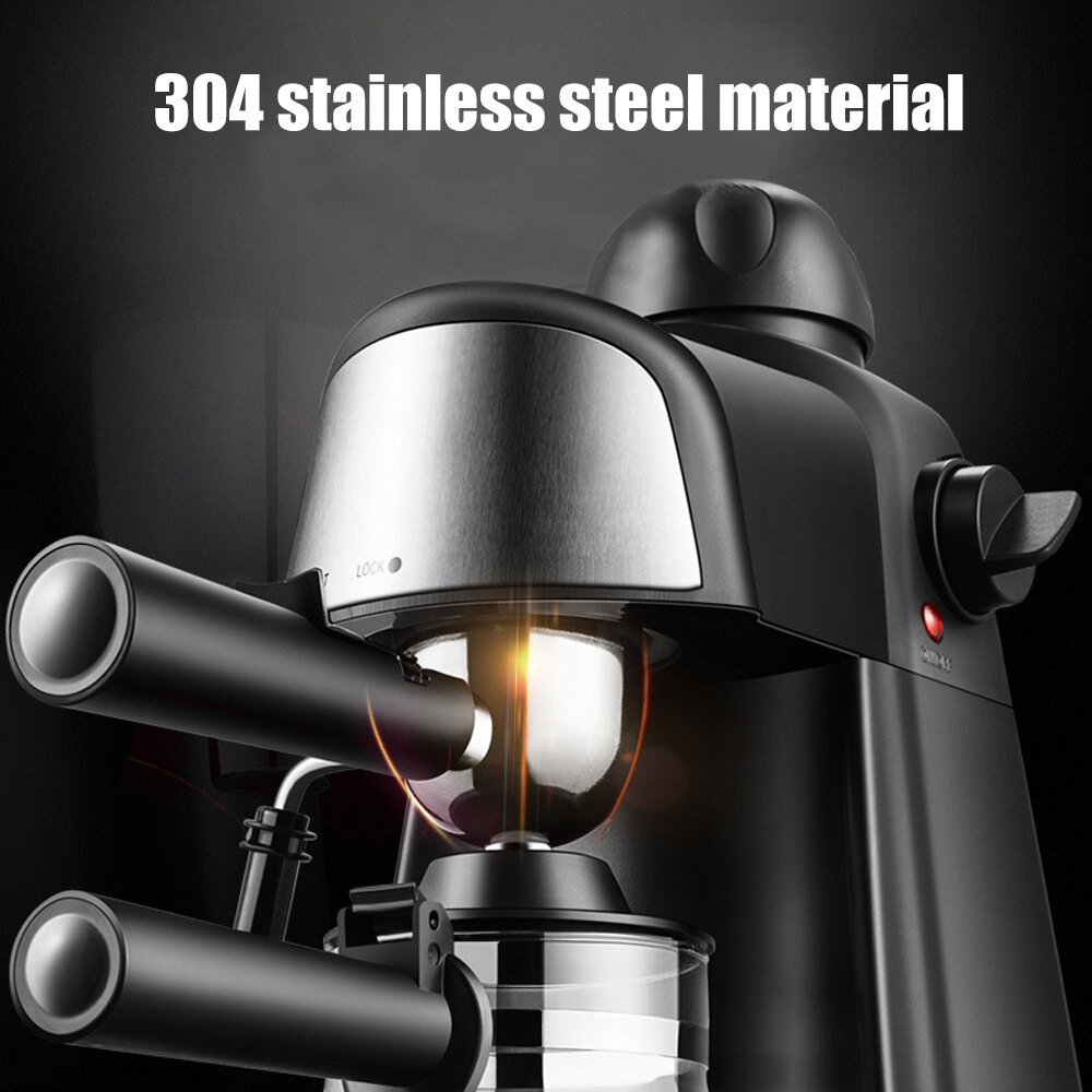 Кофемашина для приготовления эспрессо, 5 бар, 2–4 чашки, емкость 240 мл, мощность 800 Вт, эспрессо-машина с паровым вспенивателем молока, паровая трубка для приготовления капучино, латте, маккиато, мокко