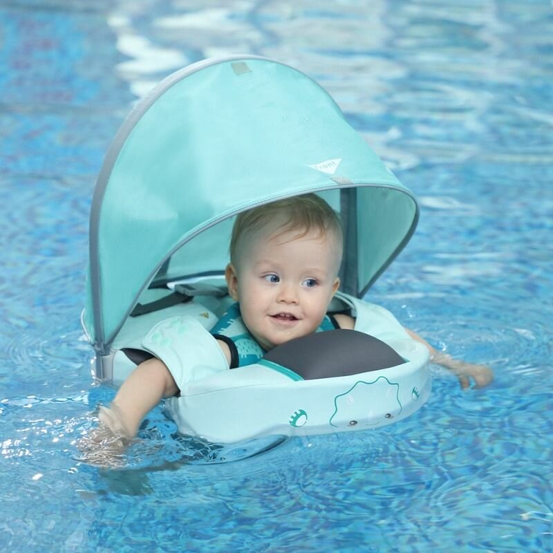 Надувной круг для подмышек новорожденного, сплошной круг для плавания со съемным навесом, Младенец 3-36 месяцев
