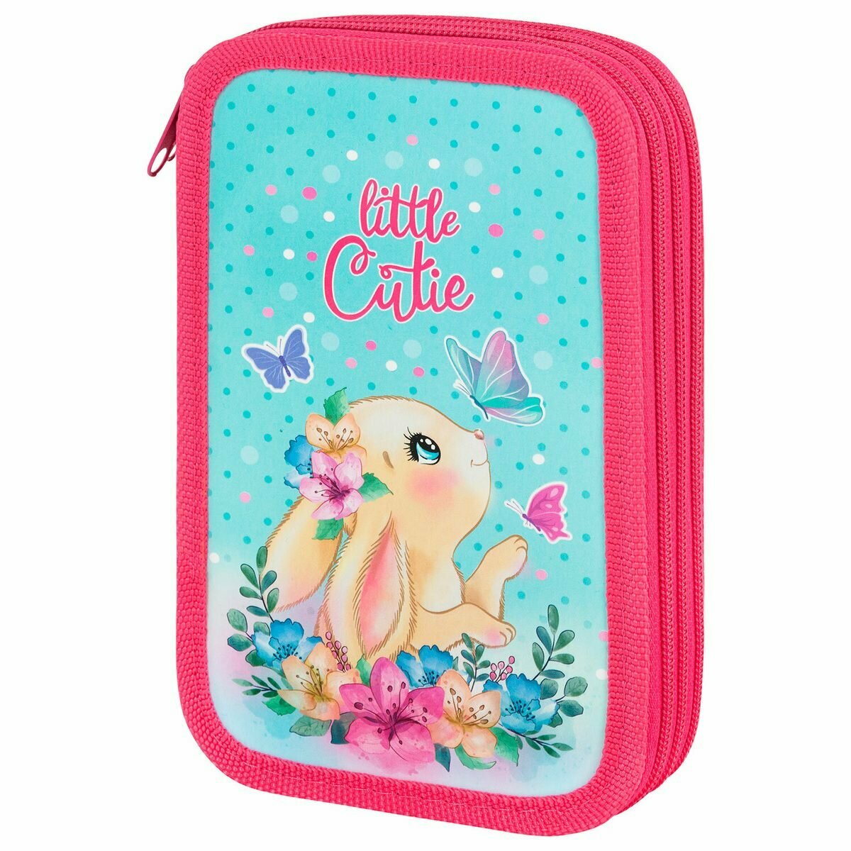 Пенал школьный 3 отделения Пифагор, ламинированный картон, 19х11см, "Pretty bunny" (273485)