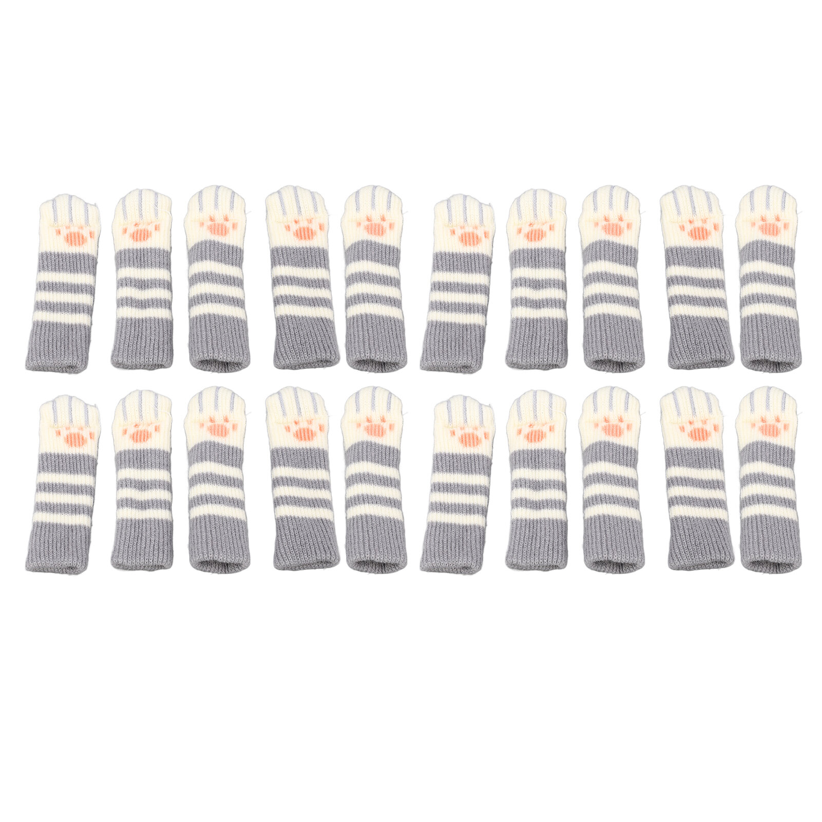 20 шт. носков для мебели с кошачьими лапками, двойные утолщенные вязаные защитные накладки на стулья для офиса и дома, темно-серые в полоску