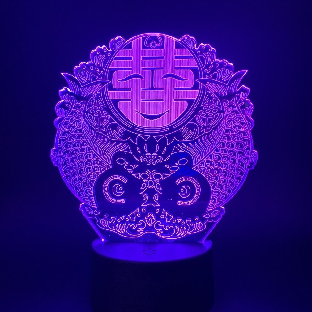 Happy Double Fish 3D ВЕЛ Ночь Свет Спальня Настольная лампа Изменение цвета