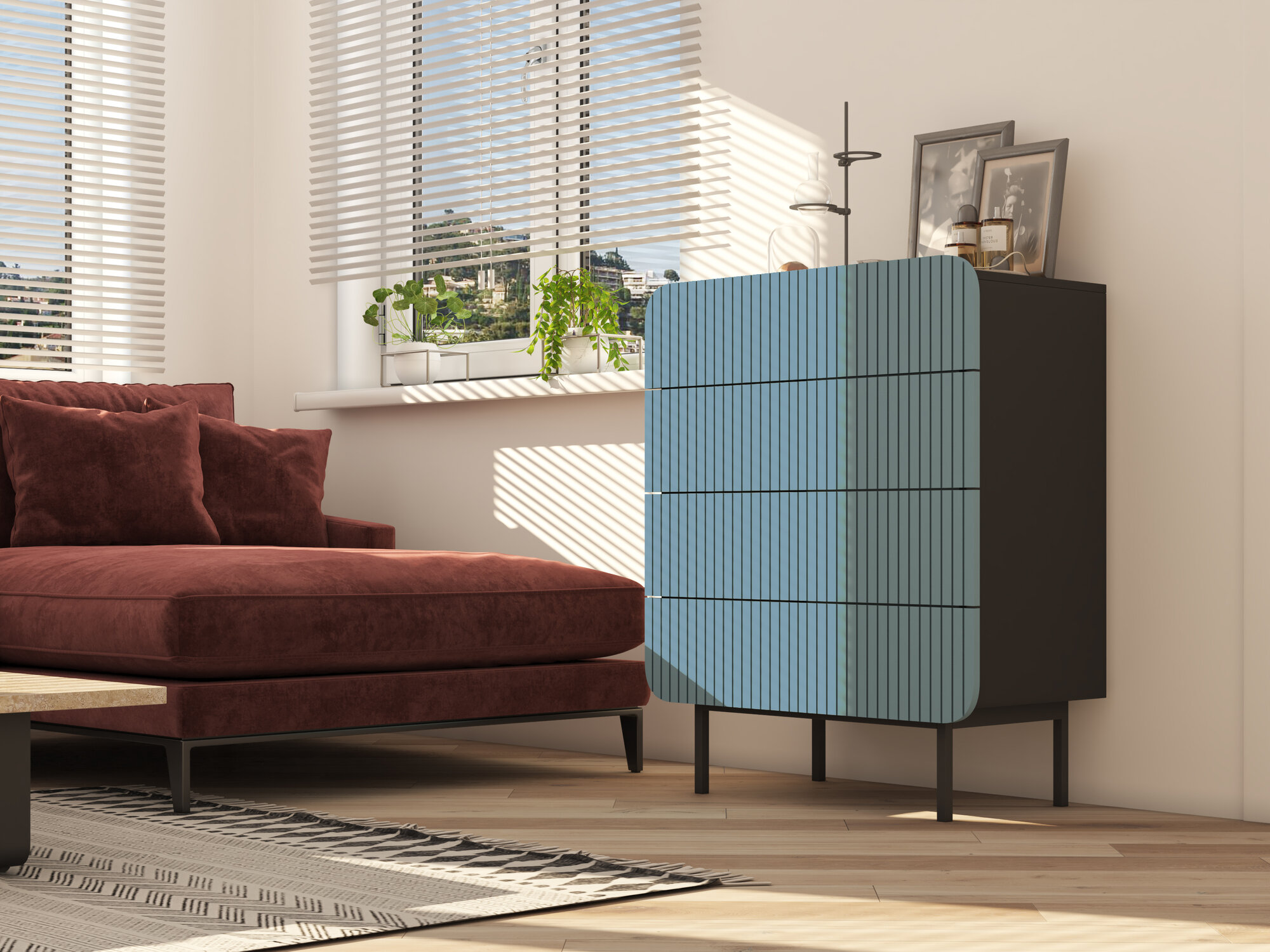 Комод с выдвижными ящиками Мебель на руси "Модерн Лофт 2" 80х97,5х40 Черный / Ниагара