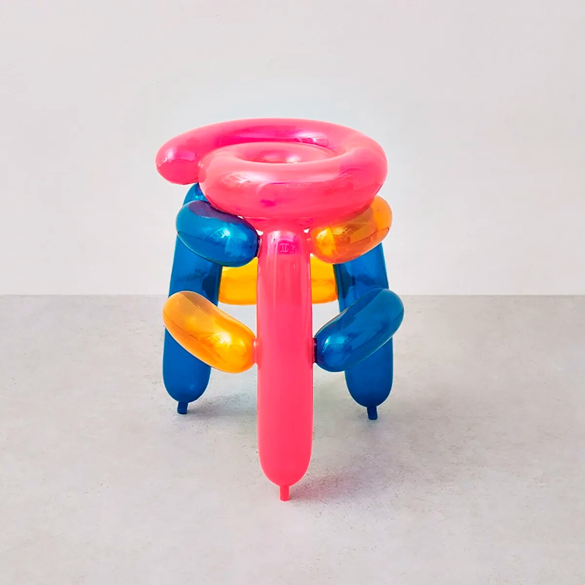 Табурет дизайнерский из стекловолокна в стиле Blowing stool (высокий 38*38*47 см розовая подушка, цветной)