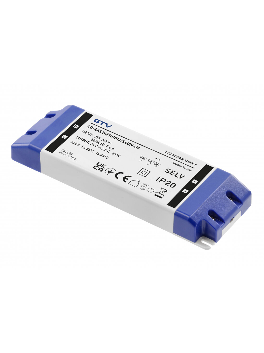Блок питания GTV LED PRO+, для светодиодов, IP20, 60 Вт, 220/24 В